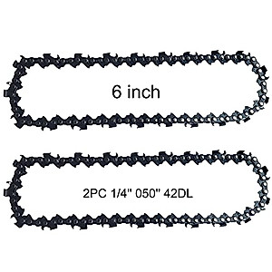 Opuladuo 2PC 6 Inch Chainsaw Chain, Replacement Chain for BLACK+DECKER Alligator Lopper LLP120, LLP120B, LP1000, NLP1800 Chain Saw - 1/4" - .050" - 42 DL