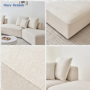 Curved Sectional Couches for Living Room, 141.73" Oversized L Shaped Modular Sofa Couch, Cloud Couch Corner Couch for Apartment, Bedroom, Office, Beige