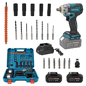 POHYEOL Brushless Impact Wrench 1/2 Inch Chuck,Max Torque 320N.m Cordless Impact Wrench 235ft-lbs,Impact Gun for Car