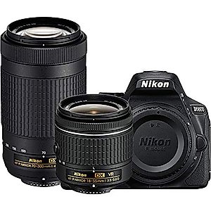 Nikon D5600 Digital SLR Camera with 18-55mm VR & 70-300mm DX AF-P Lenses - (Renewed)