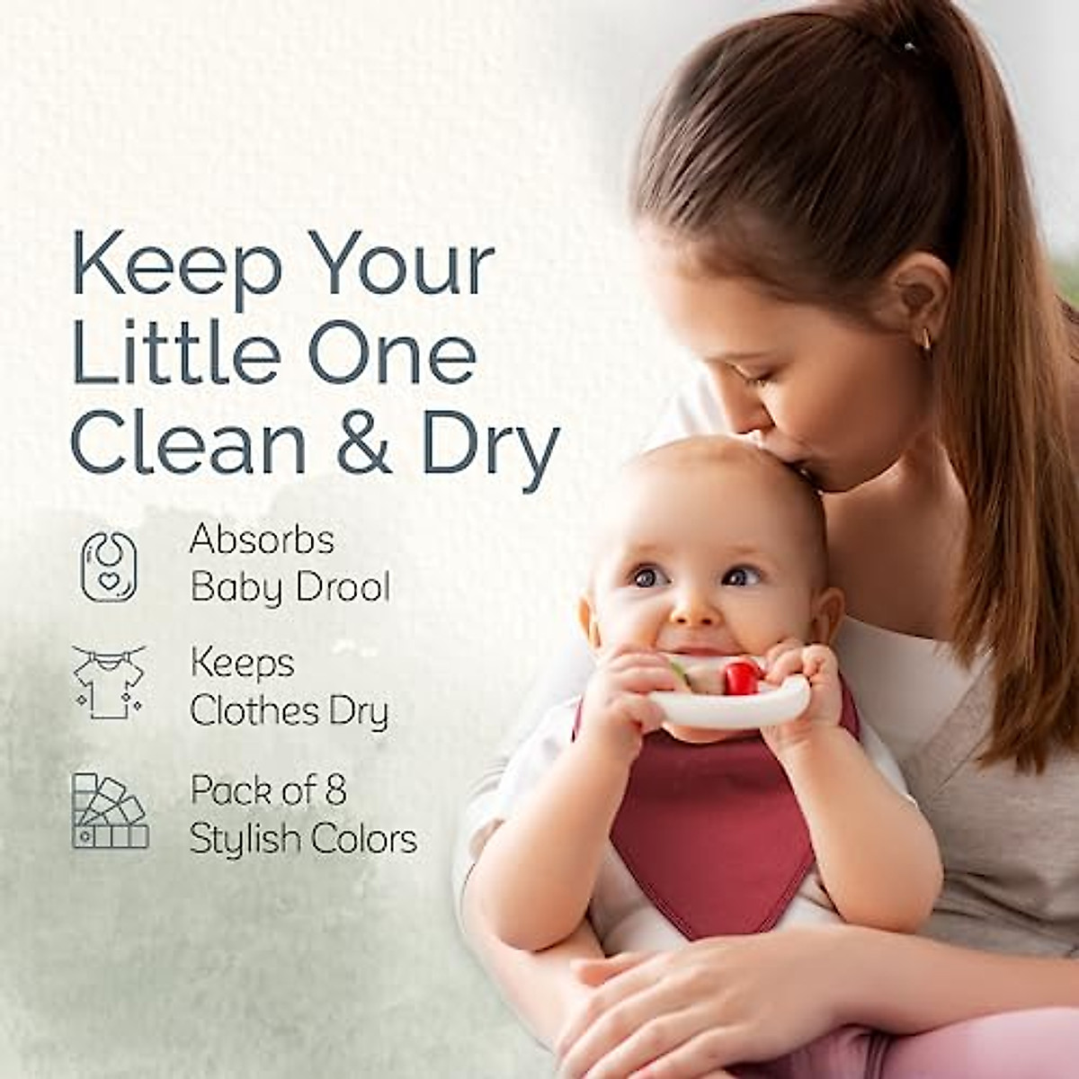 KiddyCare Soft Waterproof Baby Bibs for Girls - Organic Cotton Bandana Baby Bibs for Boy, Absorbent Lightweight Bibs for Baby Girl, Drool Bibs for Baby Boy, Baberos Para Bebe, 0-6 Months (8 Pack)