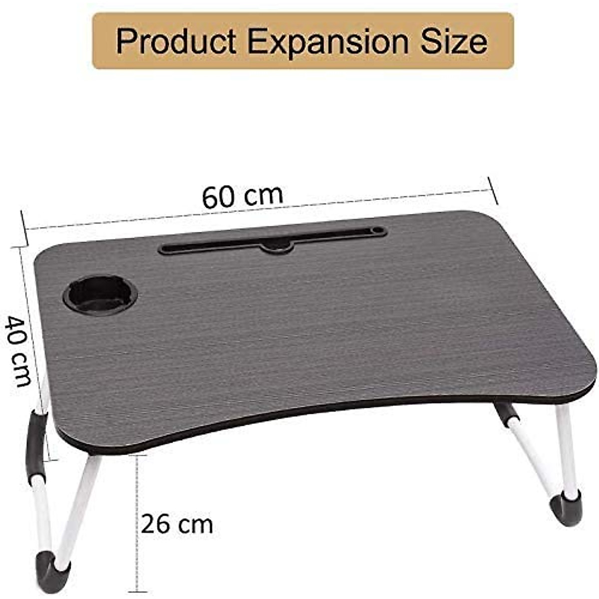 Foldable Laptop Bed Table Lap Desk, Bed Tray Laptop Desk with Cup Holder and Slot, Laptop Stand for Bed, Laptop Tray for Eating Breakfast, Working, Watching Movie on Bed/Couch/Sofa/Floor