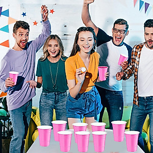 cssopenss 120 pcs 16 oz Pink plastic cups Pink plastic Disposable Cups 16 oz pink Party Cups for drinking Tastings served Snacks Barbecues Picnics