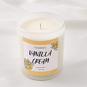 Goodpick Vanilla Cream Scented Candle for Home Decor, Candle Gift for Girls, Soy Candle for Home, White Jar Candle, 11 oz, 50-60 Hours of Burn Time