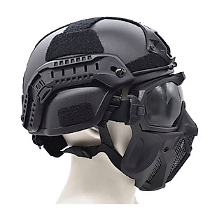 JFFCESTORE Skull Full Mask and Tactical MICH 2000 Style ACH Helmet Combined for Airsoft Paintball CS Game (Mich +Mask)
