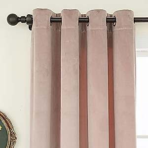 WOD FAMY Velvet Vintage Curtains Panels Grommet Darkening Drapes Blackout Velvet Curtains Panel for Living Room Bedroom Meetingroom Club Theater Patio Door52Wx63L Inch 2 Pcs　Gray and Pink