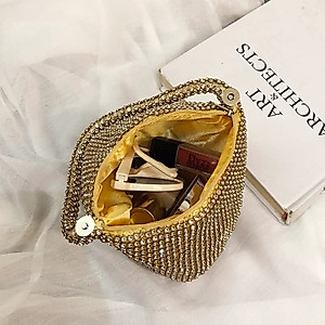 Women's Evening Bag Sparkly Rhinestone Purse Triangle Designer Wrist Clutch Purse for Party Prom Wedding Purse Gold
