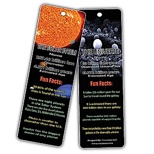 Outer Space Planets Universe Fun Facts Bookmark Cards (60-Pack)- Astronomy Sun Venus Mars Earth Moon Jupiter Saturn Uranus Neptune - Astrophysics Party Favors - Teacher Classroom Incentive Giveaways