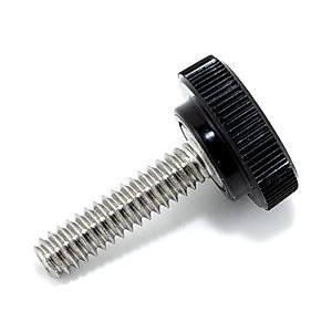 #10-24 x 3/4" Thumb Screw Stainless Steel - Black Knurled Round Plastic Knob - Standard/Coarse Thread Thumbscrew - Length: 0.750" - Proudly Built in USA - Package of (10)