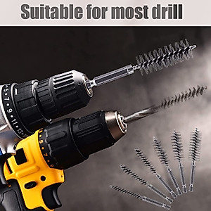 WENORA 10 Pcs Bore Brush for Drill, Drill Wire Bore Brush, Stainless Steel Bore Brush Set witn 1/4 Inch HexShank, Drill Wire Brush for Power Drill Impact Driver