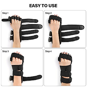 HOOMTREE Stroke Resting Hand Splint Right&Left Resting Hand Splint with Finger Separator Functional Night Immobilizer Wrist Finger Brace for Carpel Tunnel Pain,Sprain Fracture,Tendonitis (Left,Black)