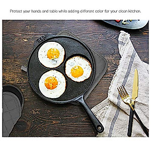 YEKOO 2 PCS Gray Pot Holders Sets for Kitchen Heat Resistant Oven Hot Pads with Pockets Non Slip Soft Grip Potholders for Baking Cooking 8"x8.5"