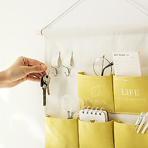 2 Packs Over The Door Storage Pockets,Hanging Storage Bags Organizer Linen Cotton Fabric Wall Door Closet 10 Pockets Home Organizer for Bedroom & Bathroom by AARainbow (Orange, C)