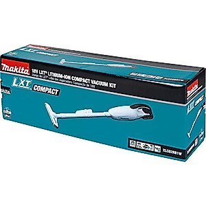 Makita XLC02RB1W 18V LXT Lithium-Ion Compact Cordless Vacuum Kit (2.0Ah), 1.3 Pint