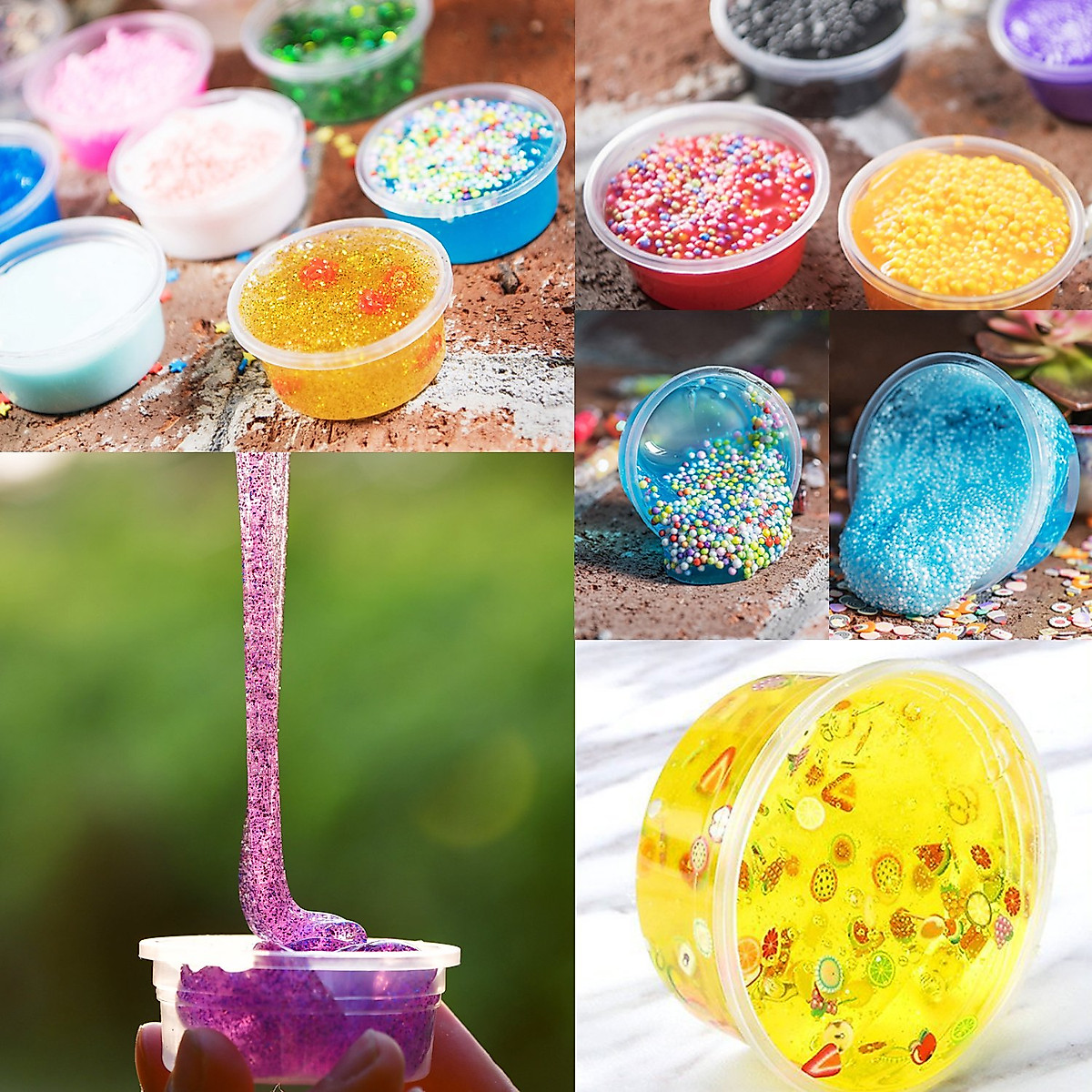 Augshy Small Plastic Containers with Lids for Slime, 50 Pack Foam Ball Storage Containers with Lids (2 oz)