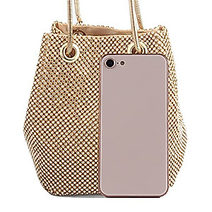 Lanpet Mini Evening Clutch Purse for Women, Luxury Crystal Crossbody Shining Bucket bags Evening Handbags for Wedding Party