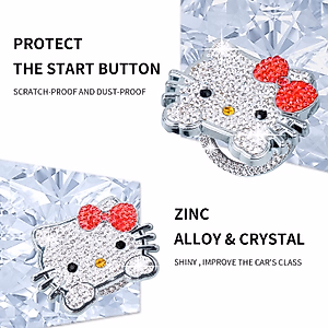 Bling Car Push to Start Button Cover Accessories, Crystal Rhinestone Car Engine Start Stop Button Cover, Auto Ignition Switch Cover, Cute Car Accessories for Women Decoration Interior Sticker