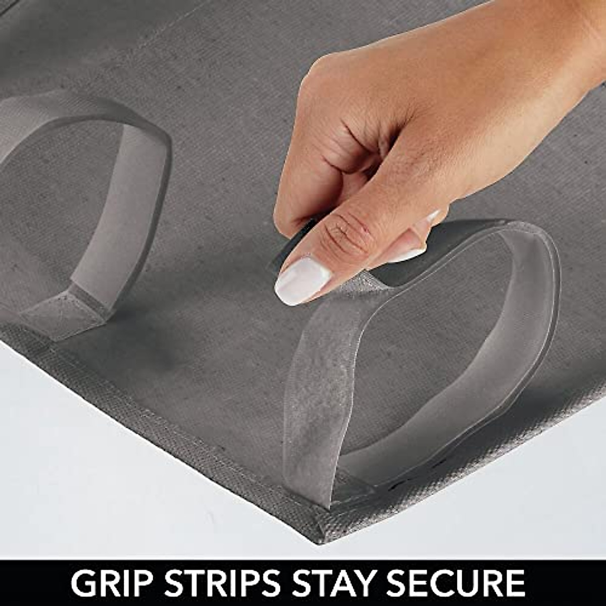 mDesign Cotton Canvas Bedside Hanging Storage Organizer Caddy for Dorm, Bedroom Bed Frame - 4 Pockets, 3 Loops - Holds Phone, Remote Control, Magazines, Bottle Drinks - Crane Collection -Charcoal Gray