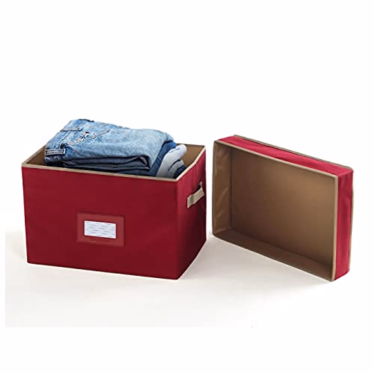 Covermates Keepsakes - Storage Box - Heavy Duty Polyester - Reinforced Handles - ID Window - Indoor Storage - Closet Storage-Red