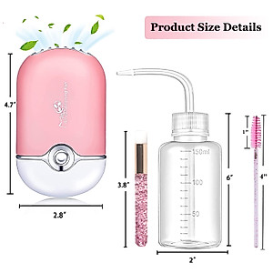 AREMOD Eyelash Extension Supplies with USB Air Conditioning Blower Lash Fan 50 Lash Shampoo Brush 1 Nose Blackhead Facial Cleaning Brush 1 Plastic Wash Bottle(Pink)