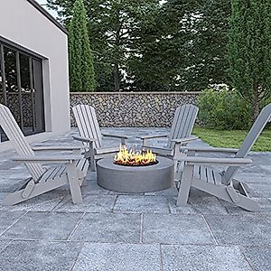 Flash Furniture Charlestown Folding Adirondack Chair - Gray - Poly Resin - Indoor/Outdoor - Weather Resistant - Set of 4