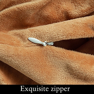 FLXXIE 2 Pack Standard Zipped Velvet Pillowcases, Soft and Cozy Solid Decorative Pillow Cases with Hidden Zipper for Bedroom, Sofa, Couch, 20x26 Inches, Camel