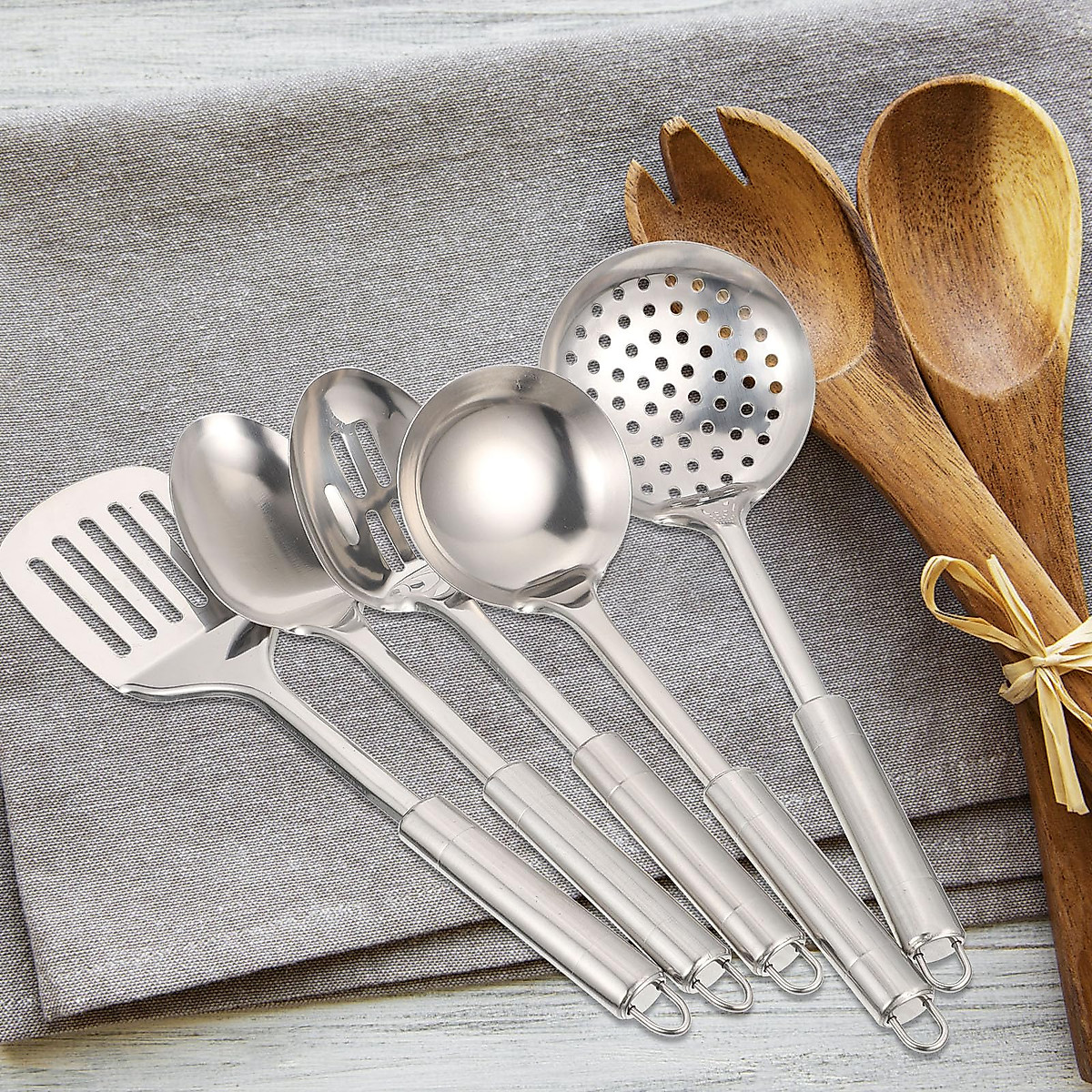 Happyyami 1 Set Set Stainless Steel Kitchenware Cutlery Set Spatulas Set Tablespoon Set Cooking Skimmer Ash Can for Fireplace Kitchen Cooking Utensils Food Spatula Kitchen Gadget Egg Spatula