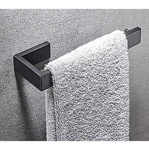 Towel Rack, Hand Towel Ring Holder SUS304 Stainless Steel, Hardware Set Towel Bar for Bathroom, Kitchen, Cabinet in Hotel or Home, Matte Black & Wall Mounted