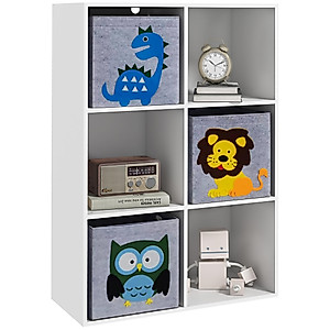 Qaba Children's Toy Organizer, Toy Storage with 3 Storage Bins and Cute Animal Design, Toy Shelf for Kids 3+ Years Old, White