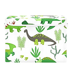 innewgogo Dinosaurs Storage Bins with Lids for Organizing Foldable Storage Bins with Handles Oxford Cloth Storage Cube Box for Car