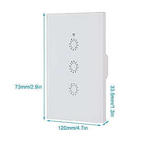 WiFi Smart Touch Panel Light Switch, Smart Switch Support Voice Control Phone APP Control Touch Control with Timing Function for Smart Home(White)
