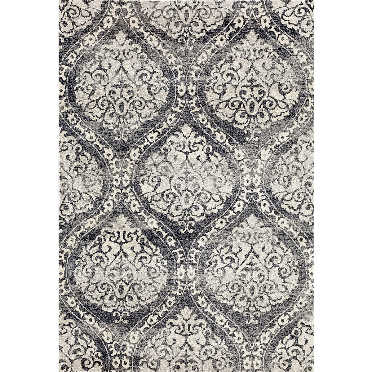 Transitional Floral Damask Area Rug 5' x 7' Gray