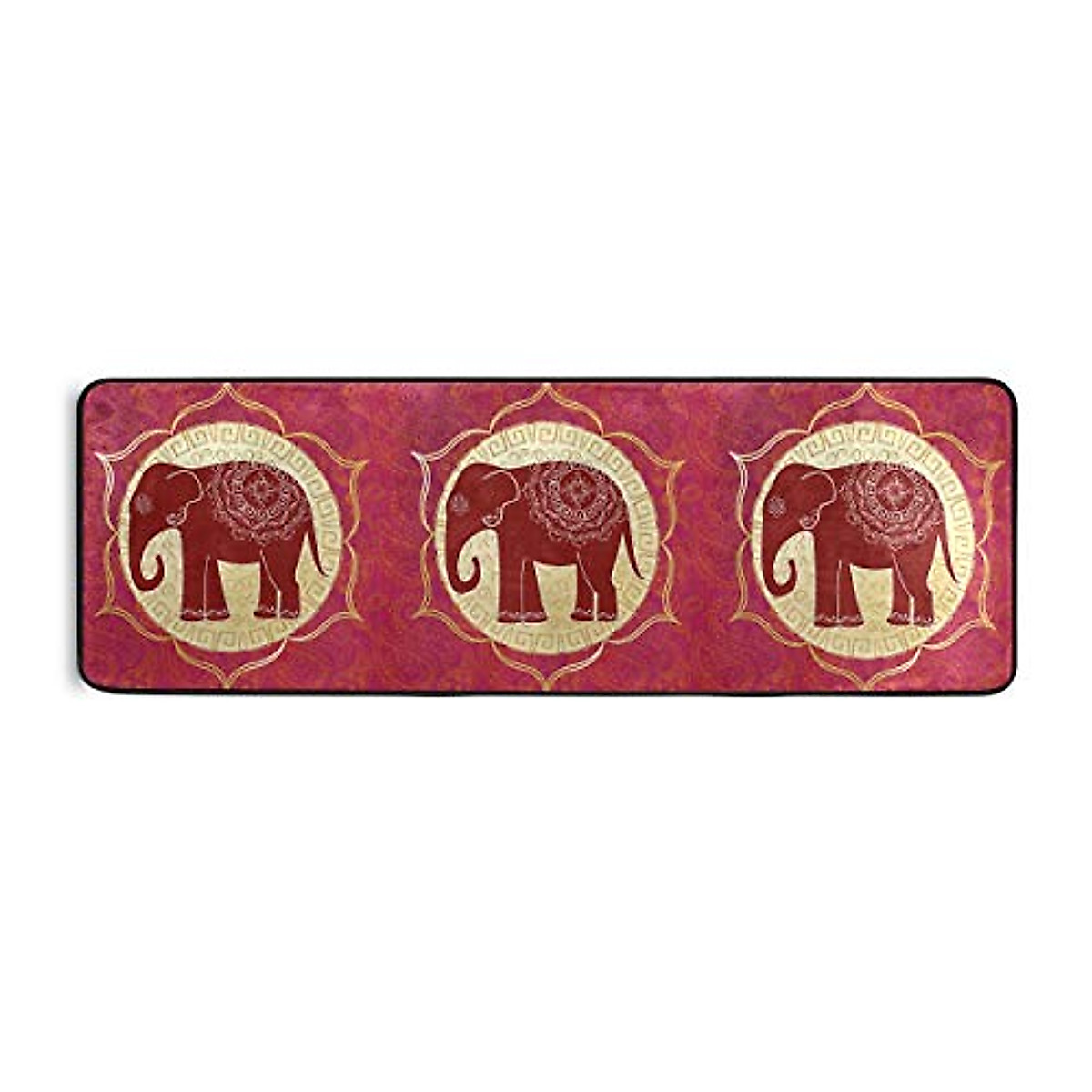 Indian Elephant with Mandalas Kitchen Rugs Non-Slip Soft Doormats Bath Carpet Floor Runner Area Rugs for Home Dining Living Room Bedroom 72" X 24"