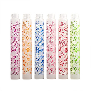 Enslz 6 PCS 10ml Flower Print Matte Refillable Empty Travel Glass Perfume Spray Bottle Atomizer Pump Sprayer Bottle Set