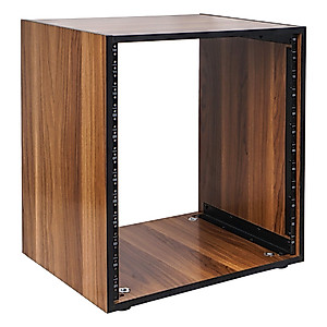 Sound Town DIY 12U Studio Rack with Furniture Grade Walnut Laminate, Rubber Feet, Casters (SDRK-12WN)