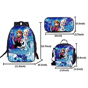 BIZFABO Backpack for Girls Kids School Backpack with Lunch Box Girls Backpack Set for Elementary Preschool Bookbag Set 3 Pcs Toddler Girls Backpack 3 in 1 School Bags Set Princess One Size