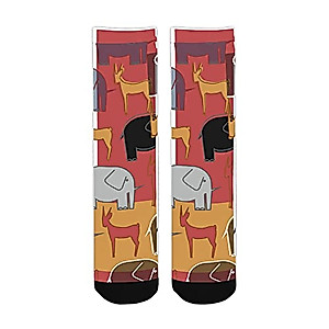 Women's & Men's Socks With Elephant Africa Gazelle Animal Retro Pattern on Them Cool Novelty Design For Work, Gym, Fitness, Sports, Traveling, Playing