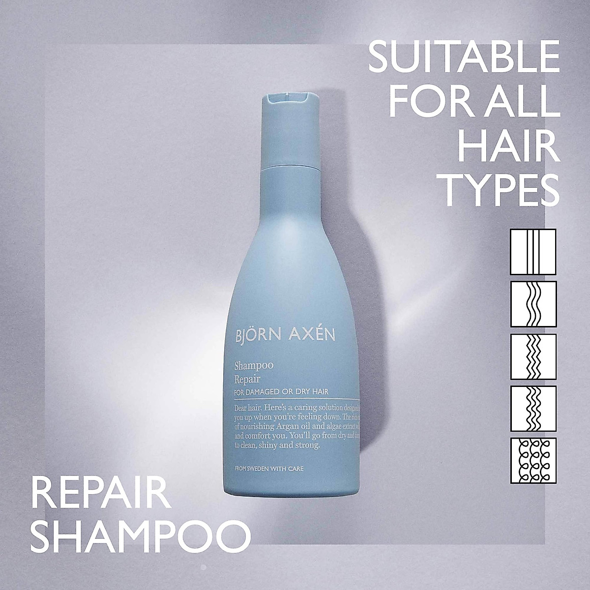 Björn Axén Repair Shampoo - Repairs Dry and Damaged Hair - Enriched with Organic Argan Oil - Strengthens and Hydrates Hair - Leaves Hair Shiny and Renewed - Vegan - Dermatologically Tested - 8.45 oz
