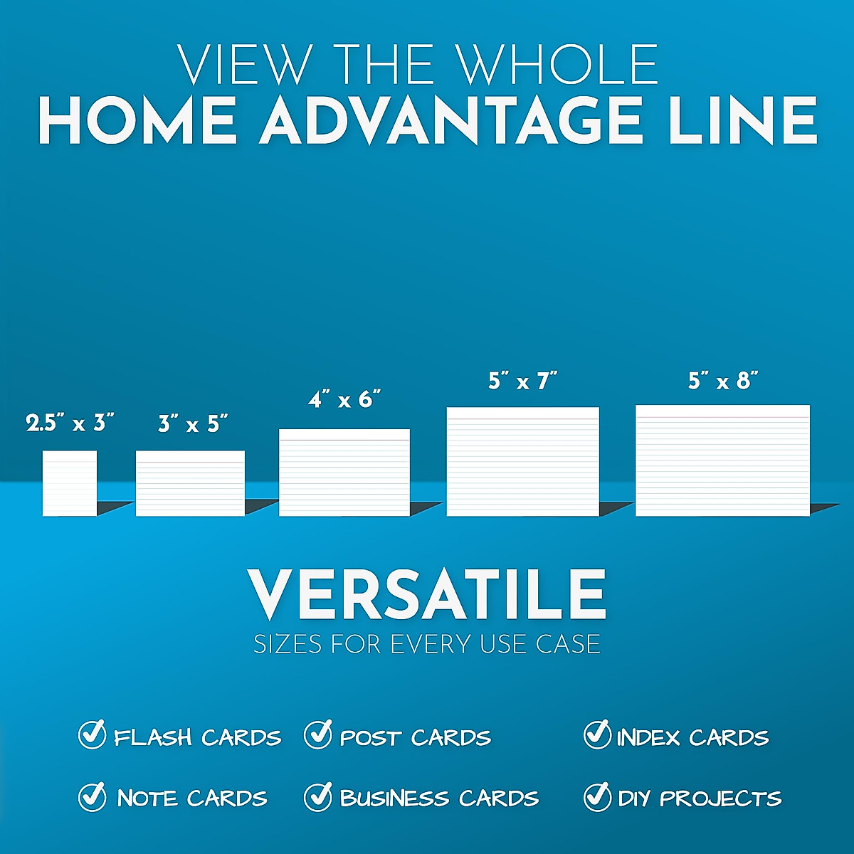 Home Advantage Ruled White Index Cards, File Lined Note Cards (2.5-x-3-inch)