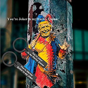 FOTAP Joker and Harley Quinn Jewelry You're Harley Quinn to My Joker Keychain Boyfriend Gift Girlfriend Gift Valentine's Day Gift (Joker Set Keychain-blk)