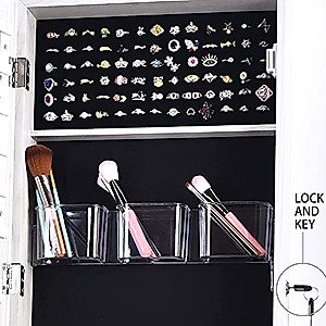 OUTDOOR DOIT Jewelry Organizer Jewelry Cabinet Jewelry armoire Standing Jewelry Box with Full Body Mirror and Large Storage Lockable Wooden Cabinet (White)…