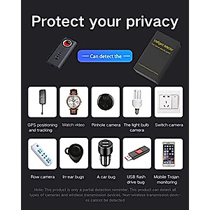 KAMAWO Hidden Camera Detectors,Hidden Devices Detector,Infrared Camera Sweeper,Camera Detector,Spy Camera Detector,Bug Detector, Spy Detector,Hidden Camera Finder