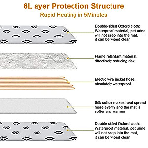 OCSOSO pet Heating pad, Electric cat Heating pad Indoor Temperature Adjustable Heated Dog pad,18inch Warming Auto-Off Heated mat for Cats Waterproof and Outdoor Use