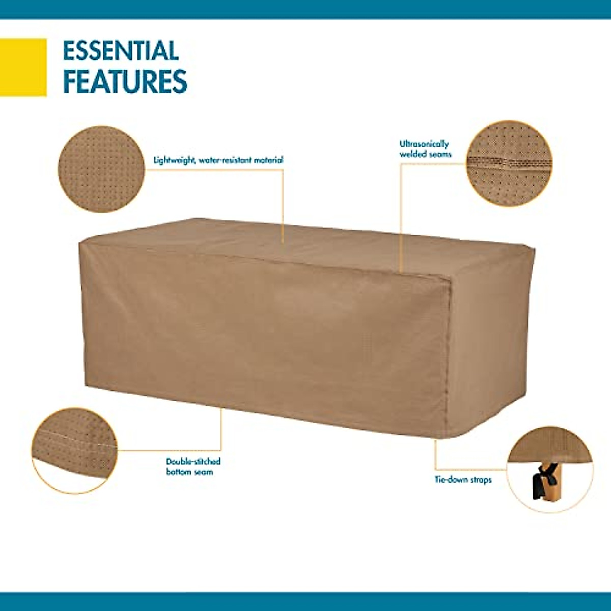 Duck Covers Essential Water-Resistant 47 Inch Rectangular Coffee Table Cover, Outdoor Table Cover