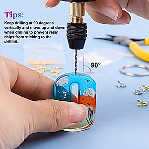 LET'S RESIN Electric Resin Drill, 74Pcs Hand Drill Resin Supplies with 3-Jaw Clamp-Applicable to A Larger Drilling Range (0-3mm), Grip Nose Pliers, Keychain Making Kit, Resin Tools for Resin Art