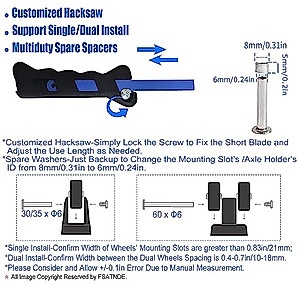 FSATNDE Luggage Suitcase Replacement Wheels Set of 4 PU Bearing Wheels-Install Width 0.8in/21mm with 3 Size Axles and Hacksaw for Trolley Bag Drawbar Box Smooth Rolling Repair(54mm x 18mm)