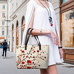 Womens Handbag Peach Blossom Leather Tote Bag Top Handle Satchel Bags For Lady