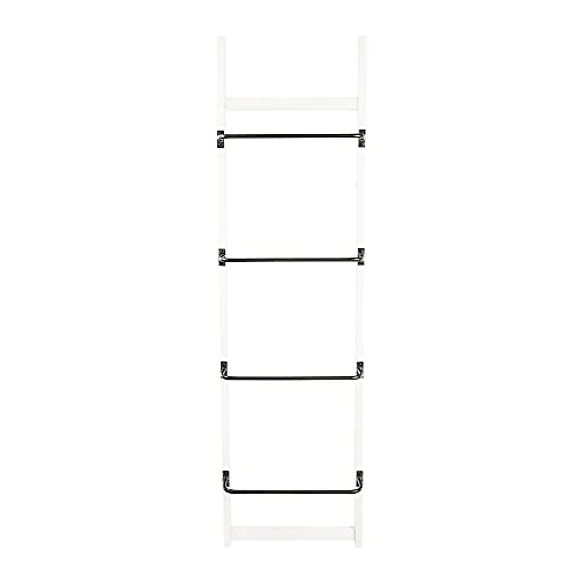 Creative Co-Op Wood Rack with 4 Metal Bars Wall Shelves, Cream