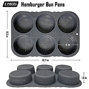 GDDGCUO Hamburger Bun Pan, 4 Inch Silicone Hamburger Bun Mold, 6 Cup Big Baking Pan for Homemade Hamburger Buns, Dishwasher Safe