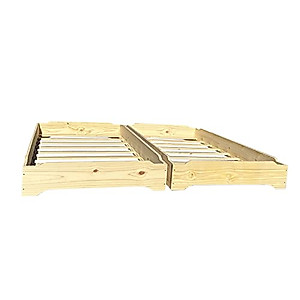 Stackable Bed - Single Bed - Twin Wooden Bed Floorbed Frame Unfinished -Easy to Assemble Solid Pine Wooden Bed Frame